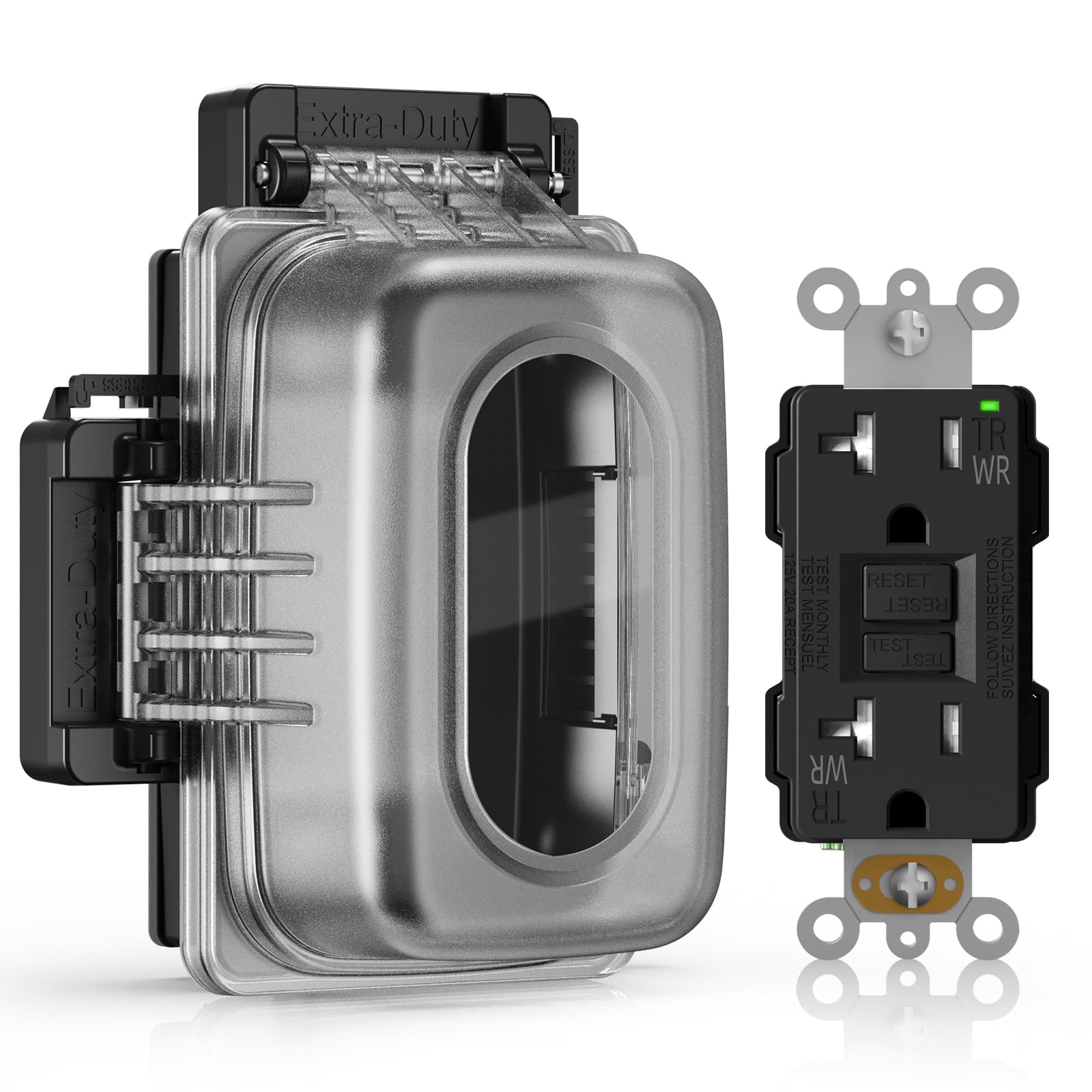 ELEGRP Outdoor GFCI Outlet with Extra-Duty in Use Cover, 20 Amp TRWR ...