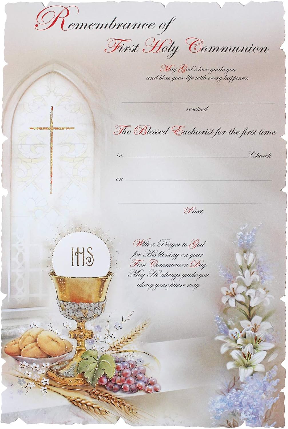 Widdle Celebrations Remembrance Of First 1st Holy Communion Certificate 