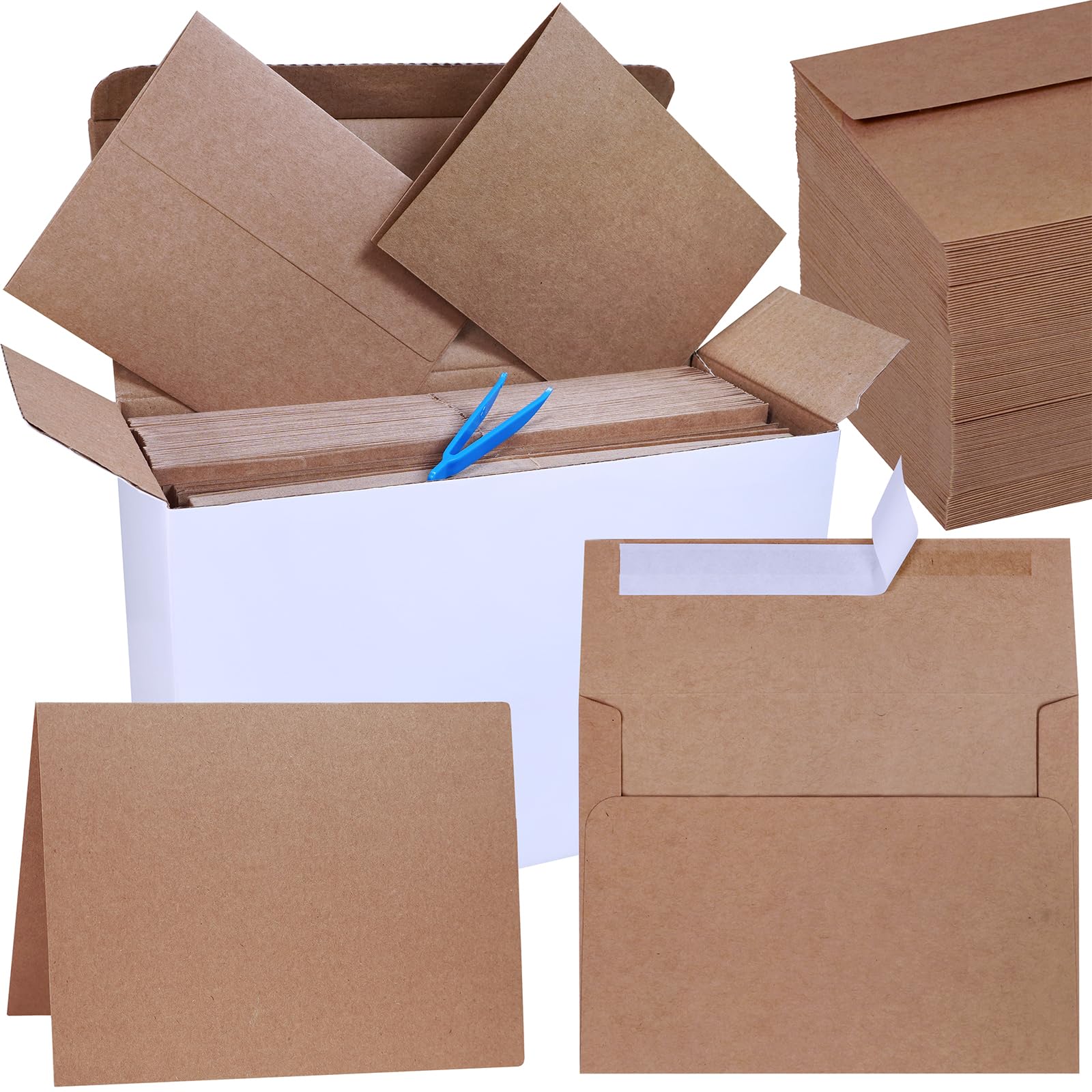 Winlyn Blank Kraft Cards and Envelopes 100 Pack, A2 Folded Greeting ...
