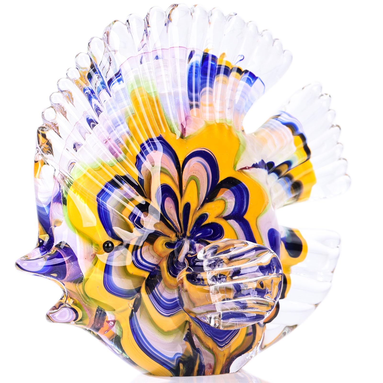 XMGZQ Hand Blown Glass Fish Sculpture,Glass Fish Decoration,Colorful ...