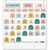 Amazon.com: POSLIUE Boho Calendar Pocket Chart with 90 Cards, Pocket ...