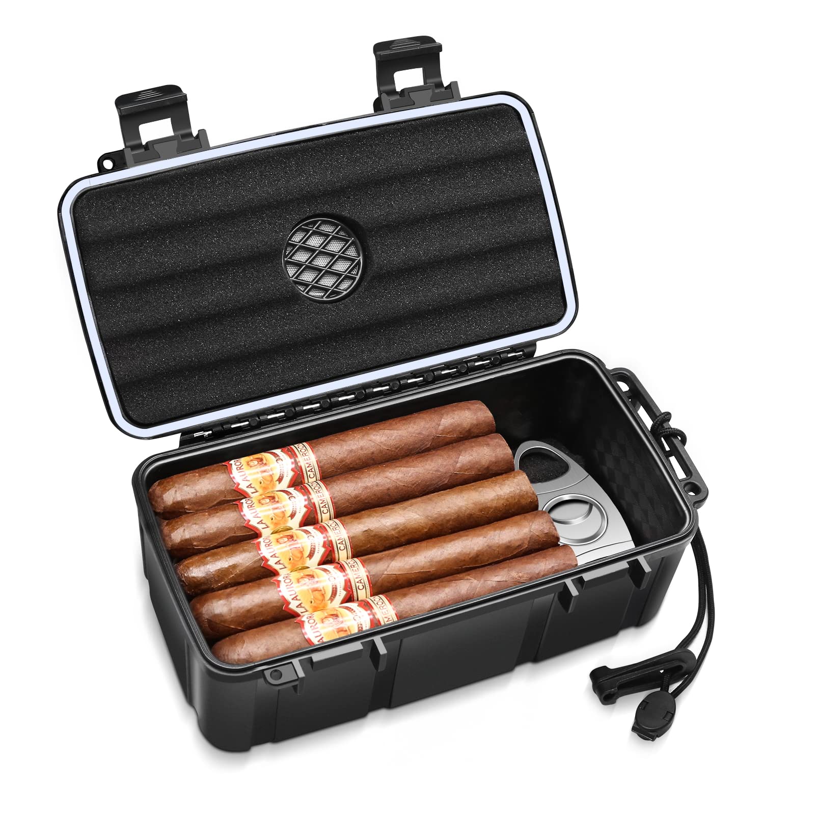 Flauno Travel Cigar Humidor - Portable Cigar Case with Cigar Cutter ...