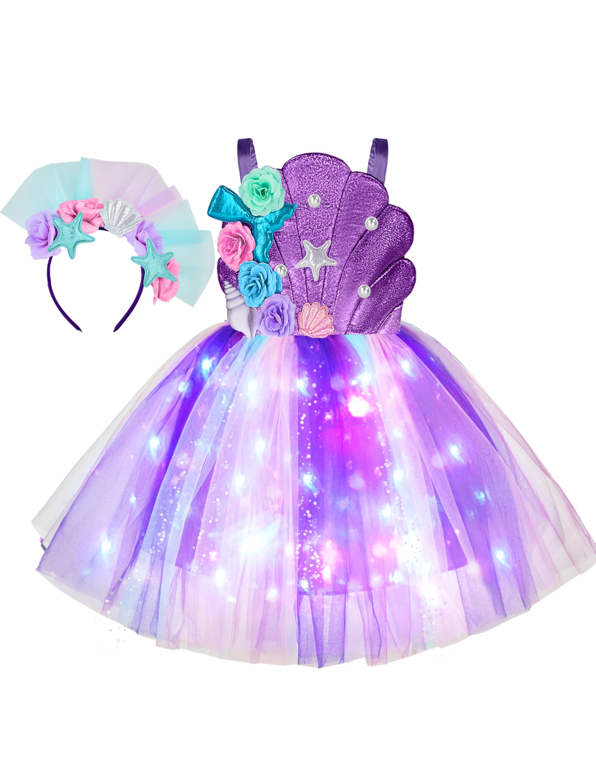 Spooktacular Creations Halloween Girl Mermaid Tutu Dress, Dark Purple ...