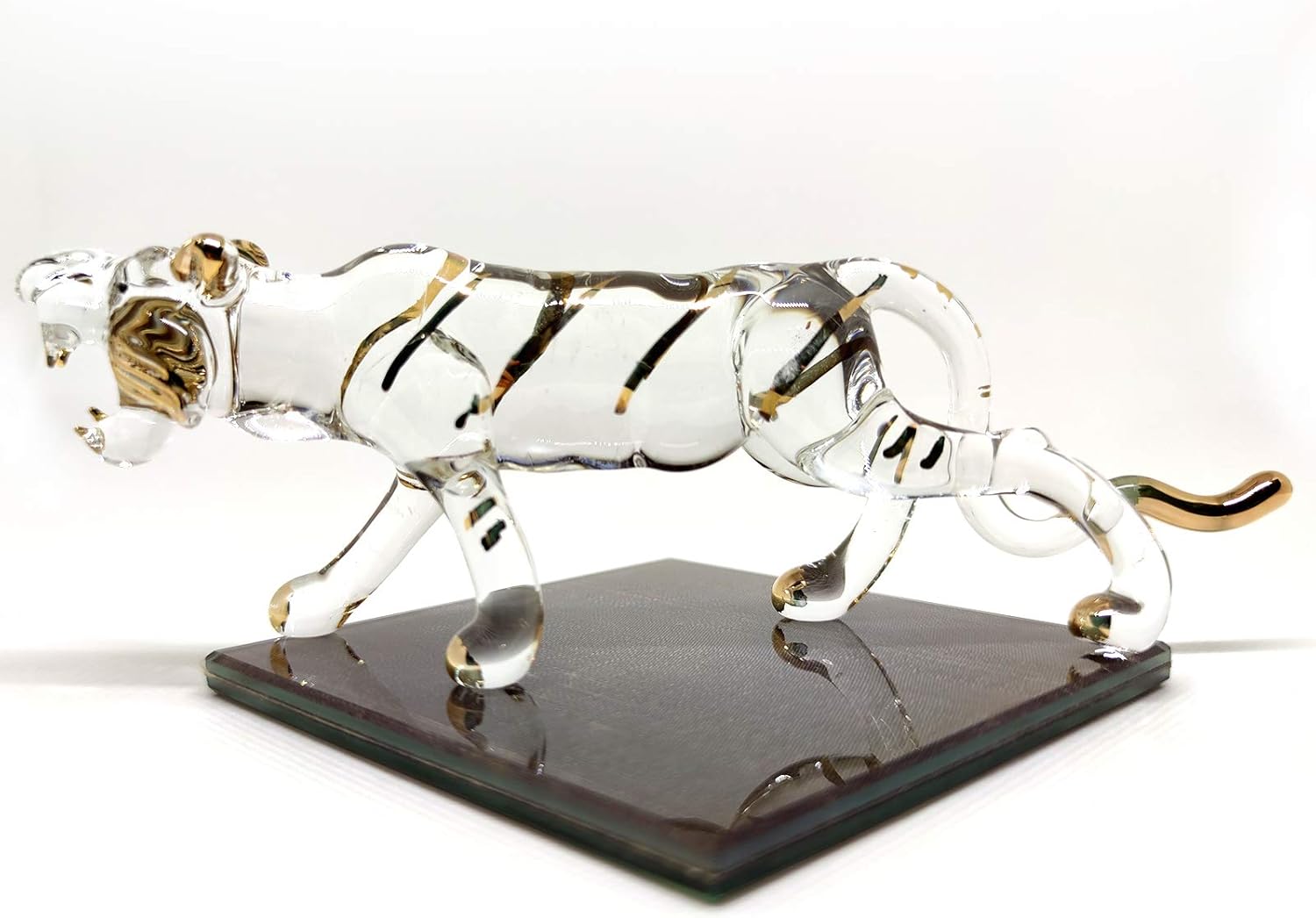 Amazon.com: Sansukjai 7 Inches Tiger Figurines Hand Blown Glass Art W ...