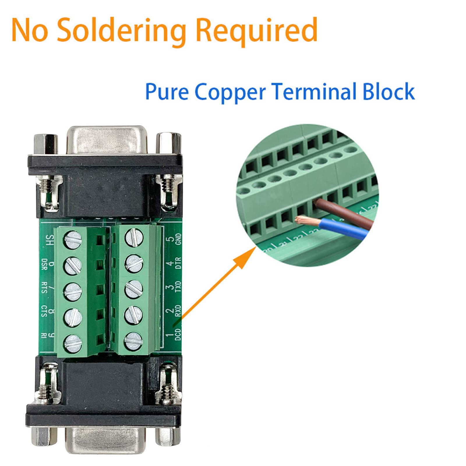 Mua Jienk 2Pcs DB9 Female to Female Terminal Breakout Board, RS232 D ...