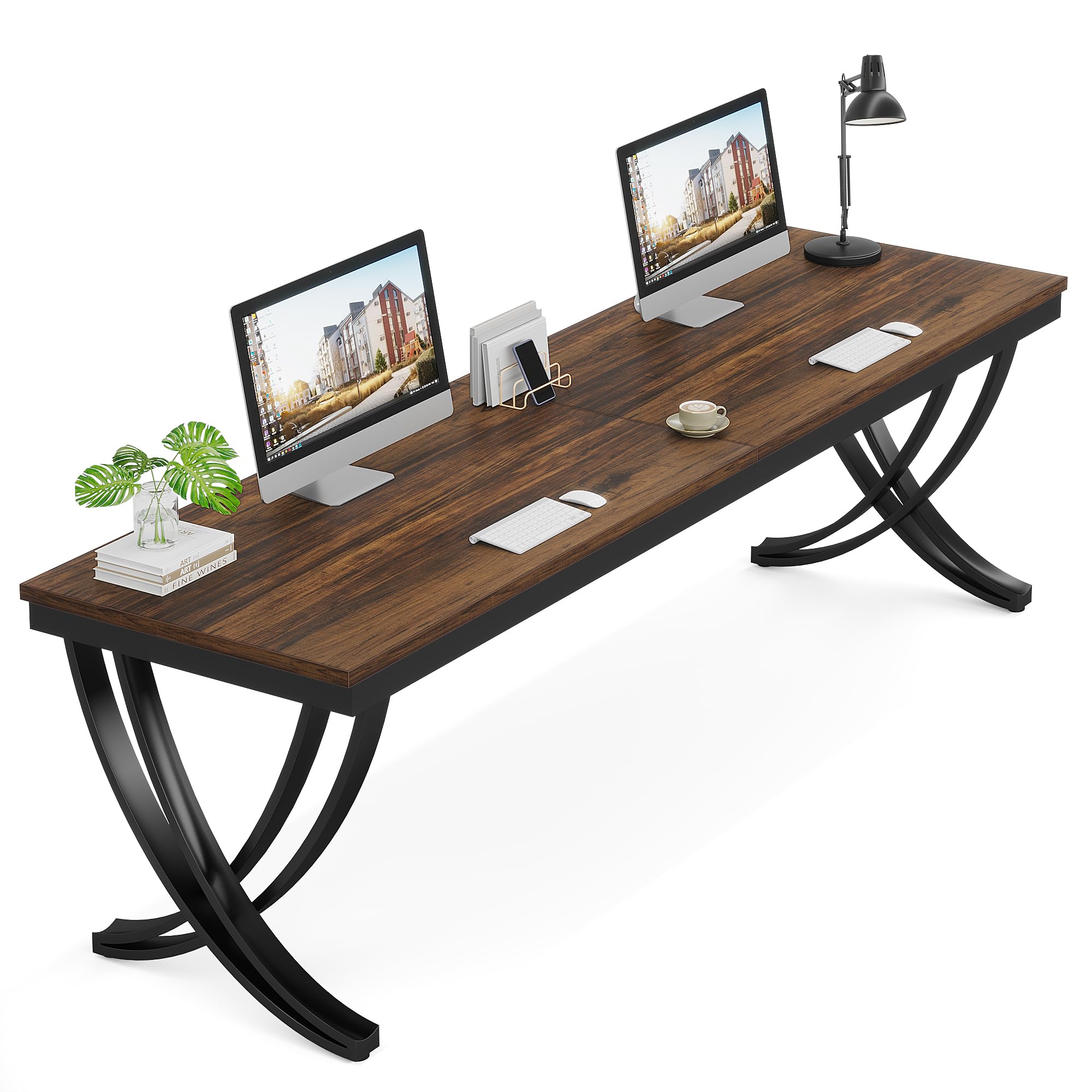 LITTLE TREE 2 Person Computer Desk, 78.7-Inch Extra Long Executive Desk ...