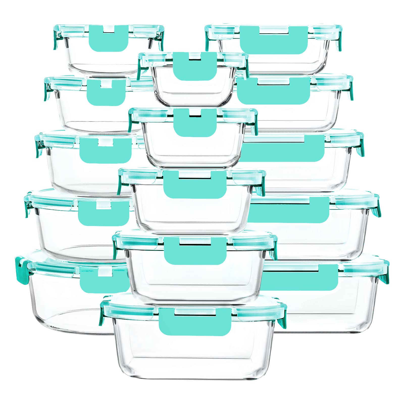 M MCIRCO 30 Pieces Glass Food Storage Containers with Upgraded Snap ...