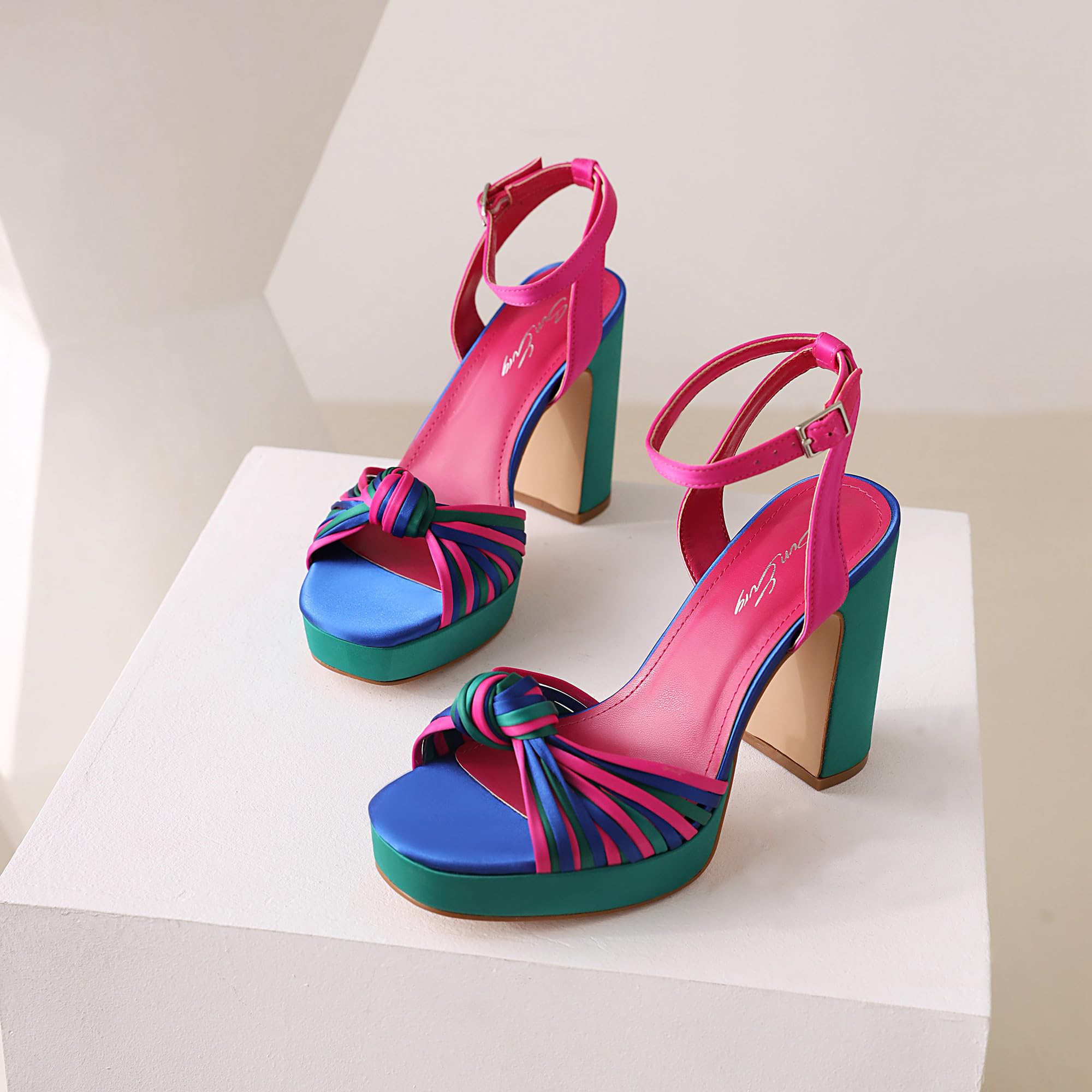 Mua sun gurg Strappy Platform Heels for Women Square Open Toe Chunky ...