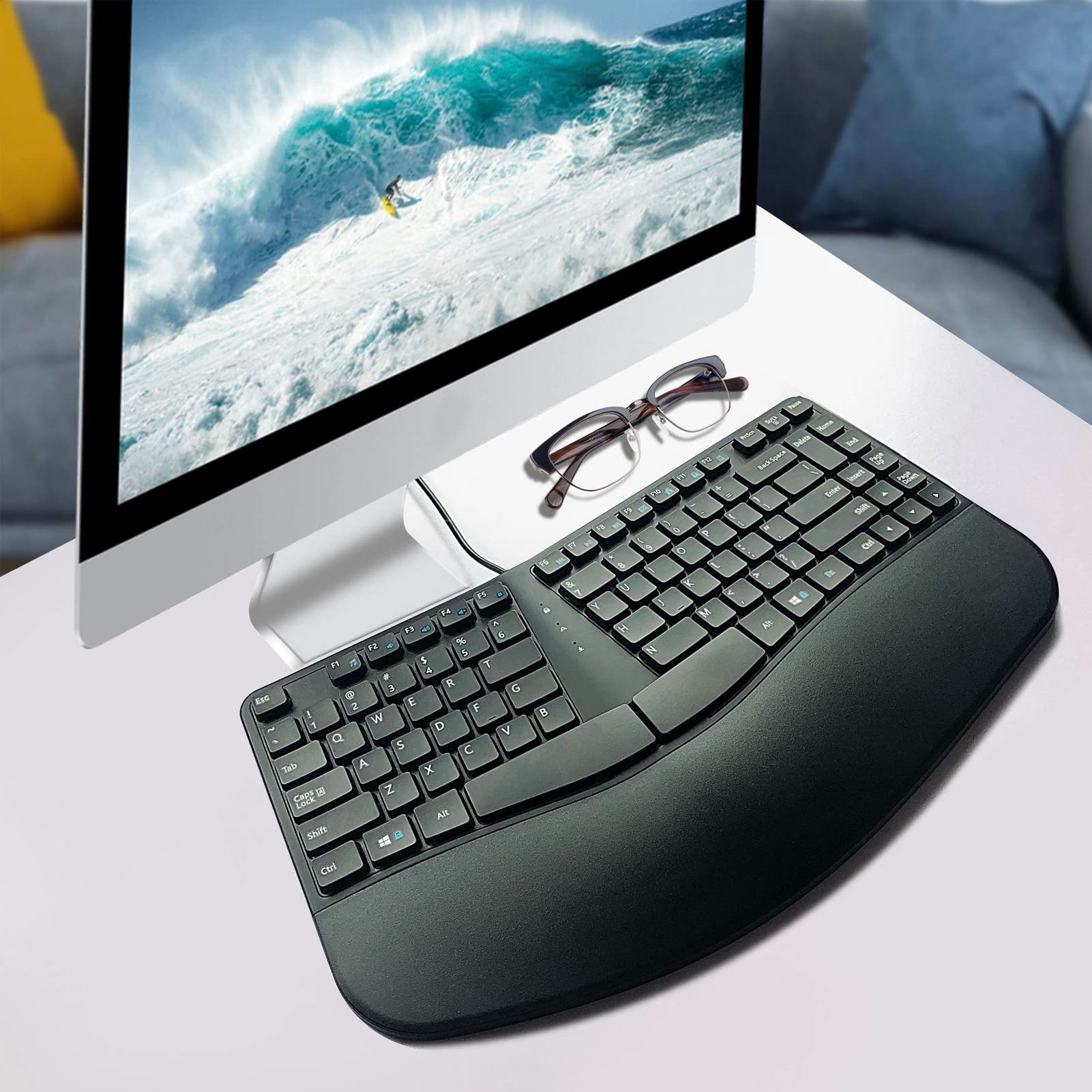 Mua Ergonomic Keyboard, 87 Keys, Wired Keyboard with Palmrest, Built-in ...