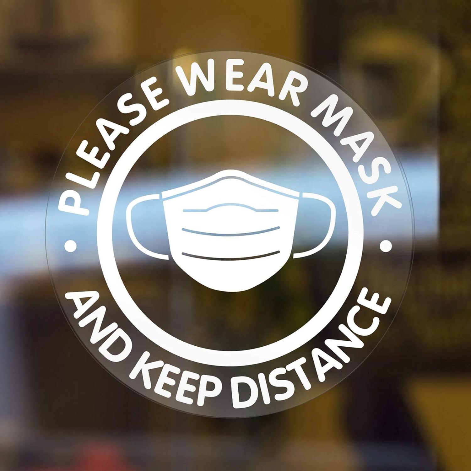2 Pack Safety Sign Window Decal of PLEASE WEAR MASK AND KEEP DISTANCE ...