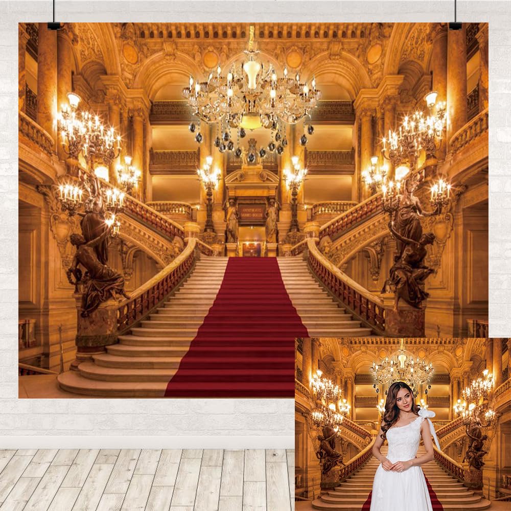 Gold Luxurious Palace Backdrop Red Carpet Golden Castle Chandelier ...