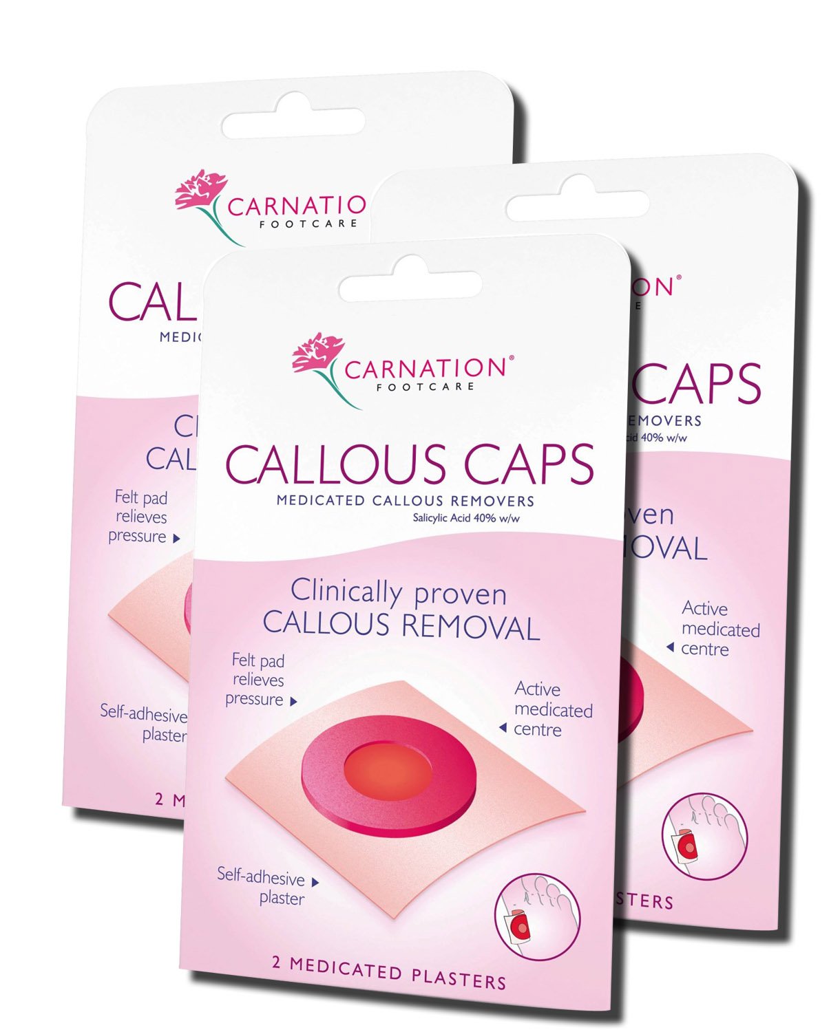 Amazon.com : 3 PACKS of Carnation Callous Caps 2 Plasters (6 Plasters ...