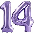 Amazon.com: 40 Inch Number Balloons 14, Purple Helium Foil Number 14 ...
