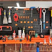 VonHaus Garage Wall Tool Rack Pegboard + Shelf Tool Organiser/Holder ...