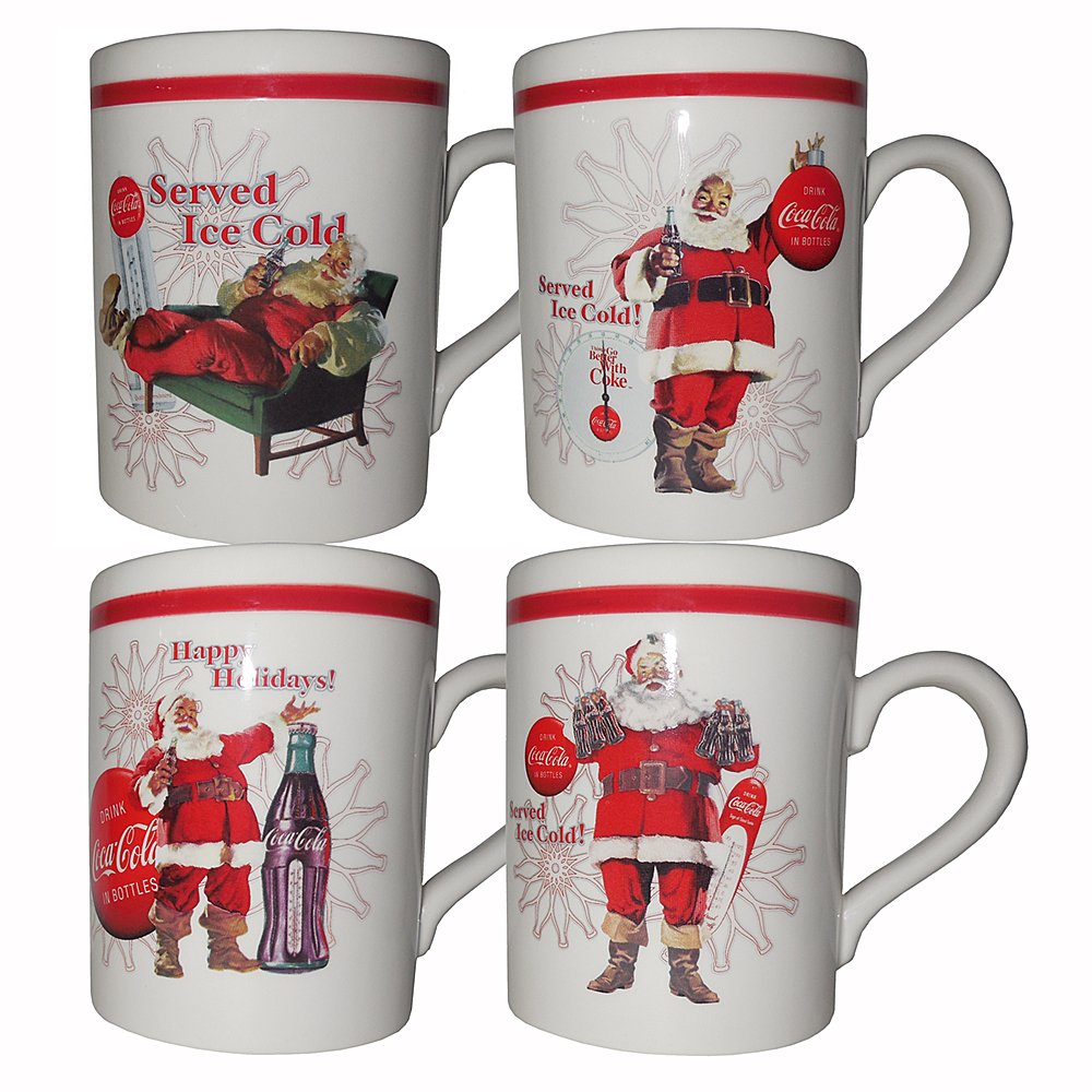 Ceramic Coca-Cola Santa Mugs Set 4: Amazon.co.uk: Kitchen & Home