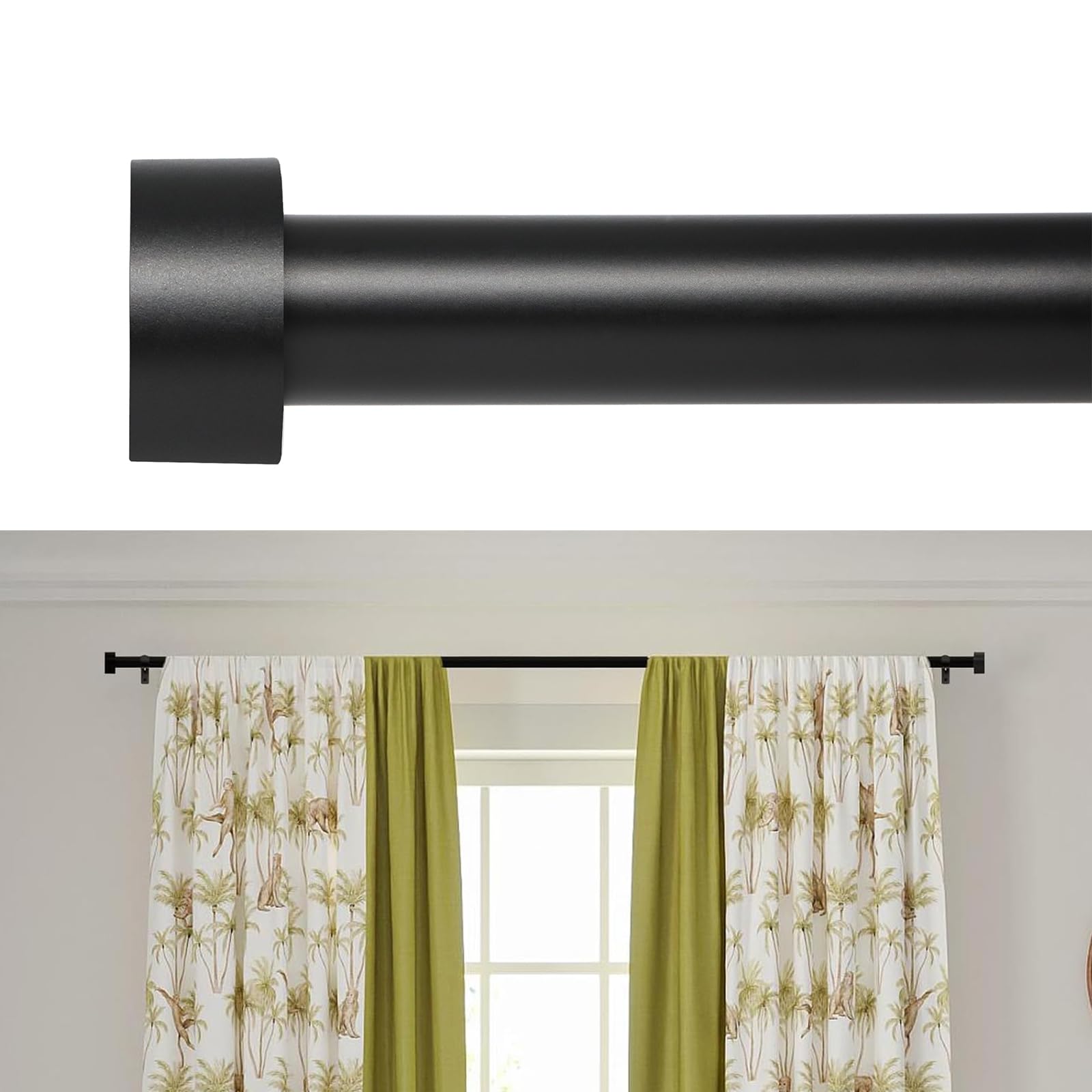 Modern Curtain Rods for Windows 18 to 88 Inches, 1 Inch Metal Drapery ...