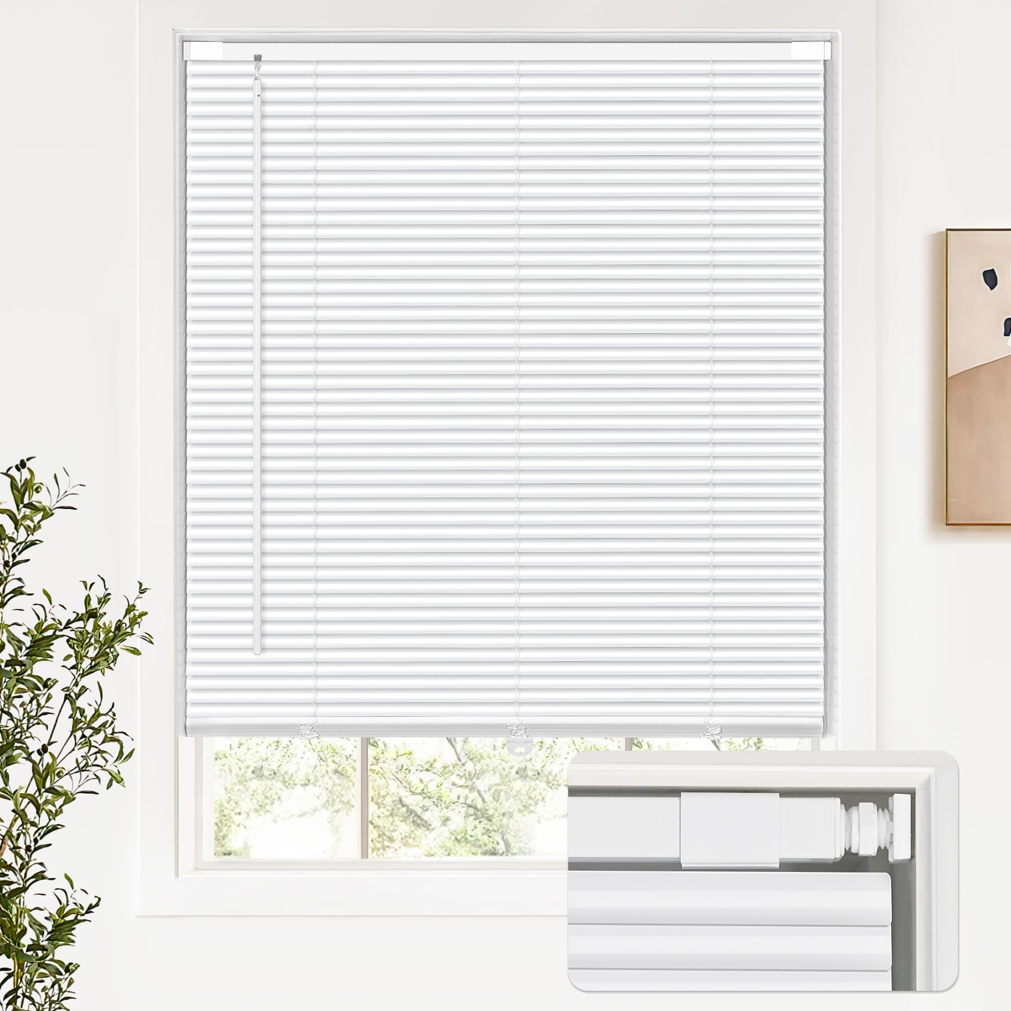 LazBlinds No Tools No Drill Cordless 1" Aluminum Mini Blinds, 100% ...