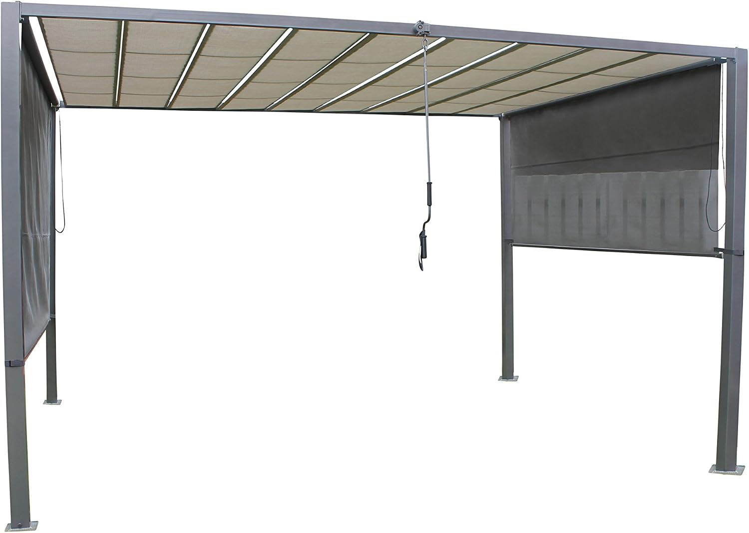 LECO Pavillon, pergola à lamelles, Anthracite, 300 x 365 x 1 cm ...