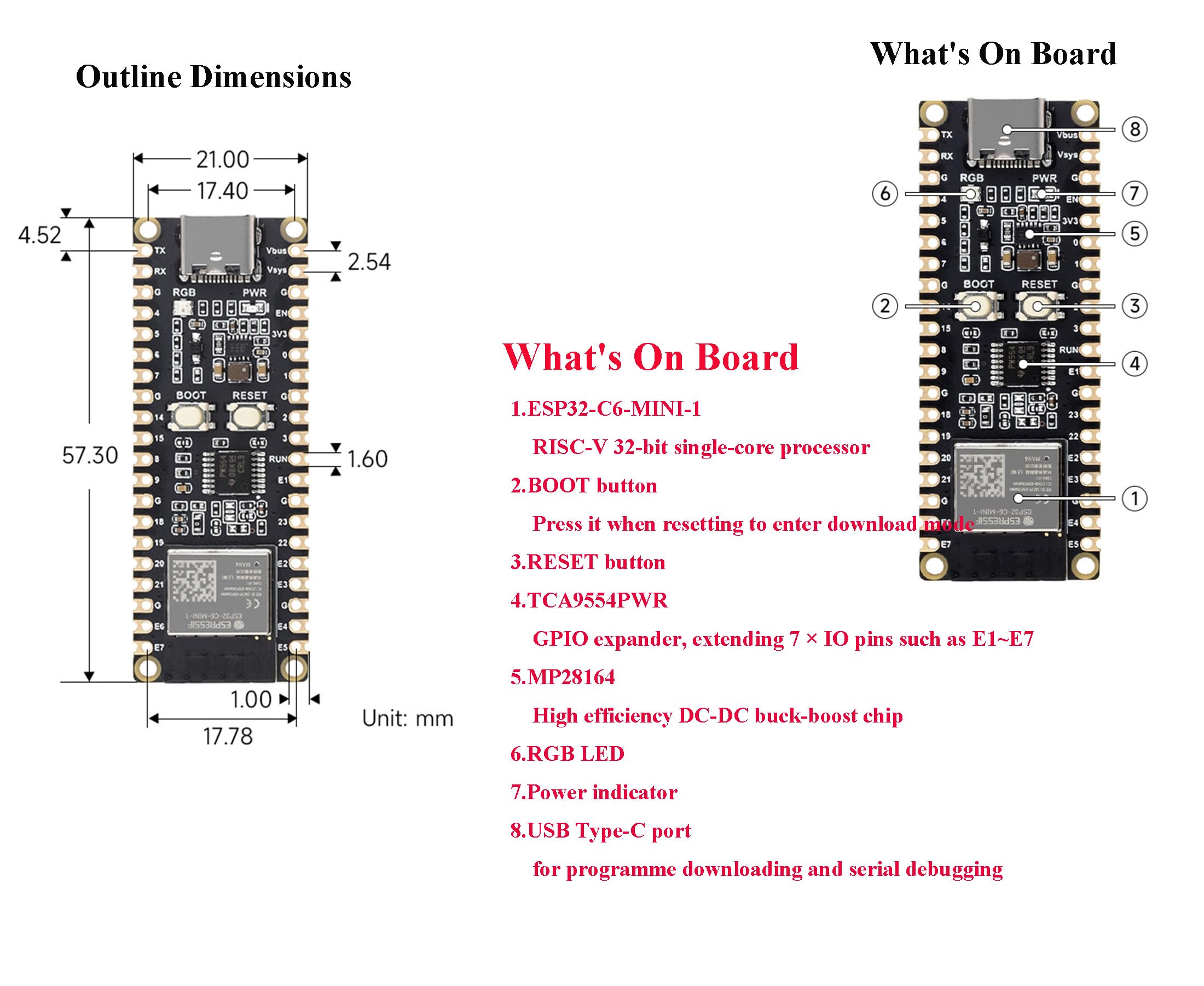 Mua ESP32-C6 Microcontroller, W-iF-i 6/Blue-Too-th 5 and IEEE 802.15.4 Development Board, Adopts ...
