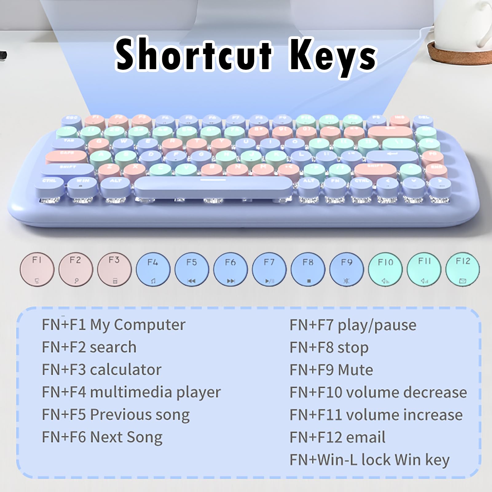 Mua Lomiluskr Cute Colorful Wired Mechanical Keyboard for Girls and ...