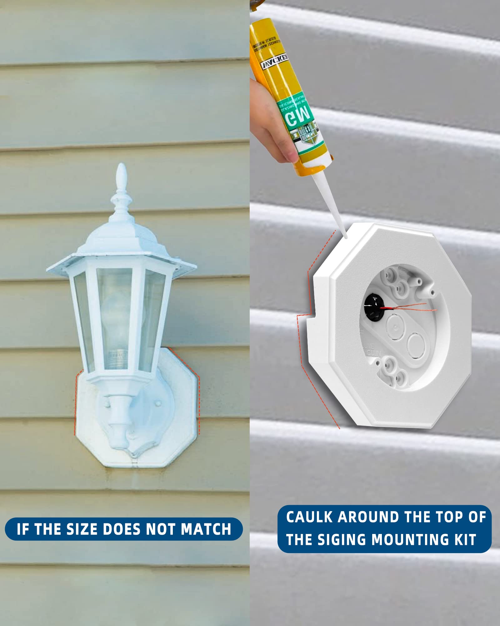 Siding Mounting Block, White Octagon Siding Mounting Kit With Built-in ...