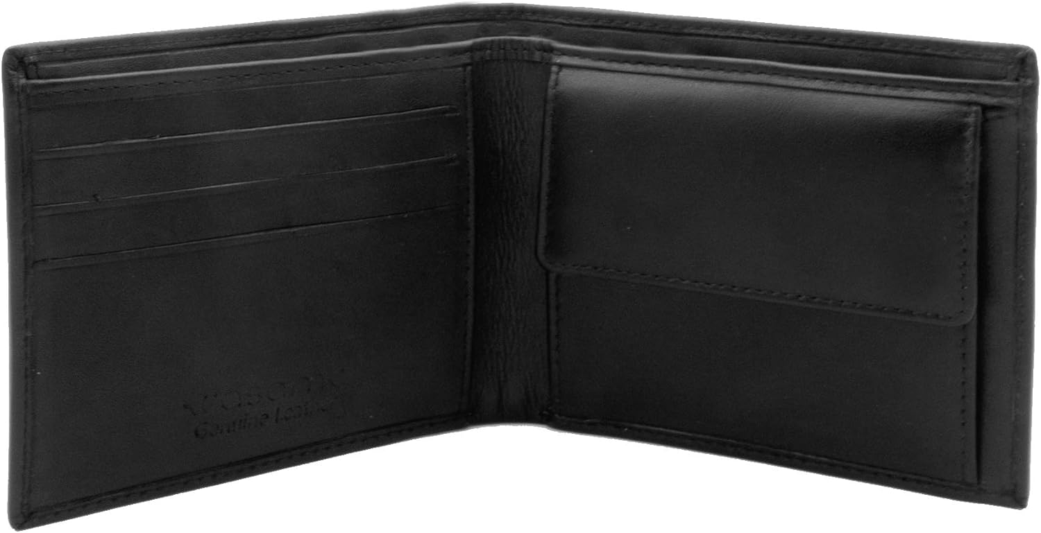 Slim Leather Wallet for Men by Wasama | Black | Bi-fold, Coin Pocket ...