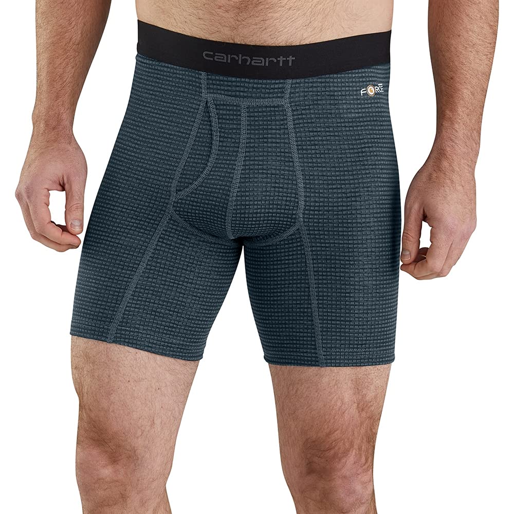 Carhartt Men's Base Force 8" Inseam Tech Boxer Brief, Navy Grid, 2XL ...