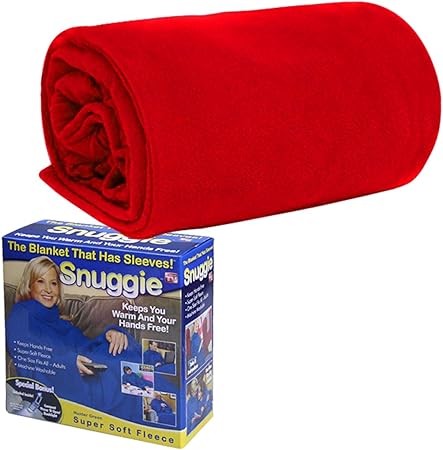 Adult snuggle wrap blanket with sleeves (Red): Amazon.co.uk: Kitchen & Home