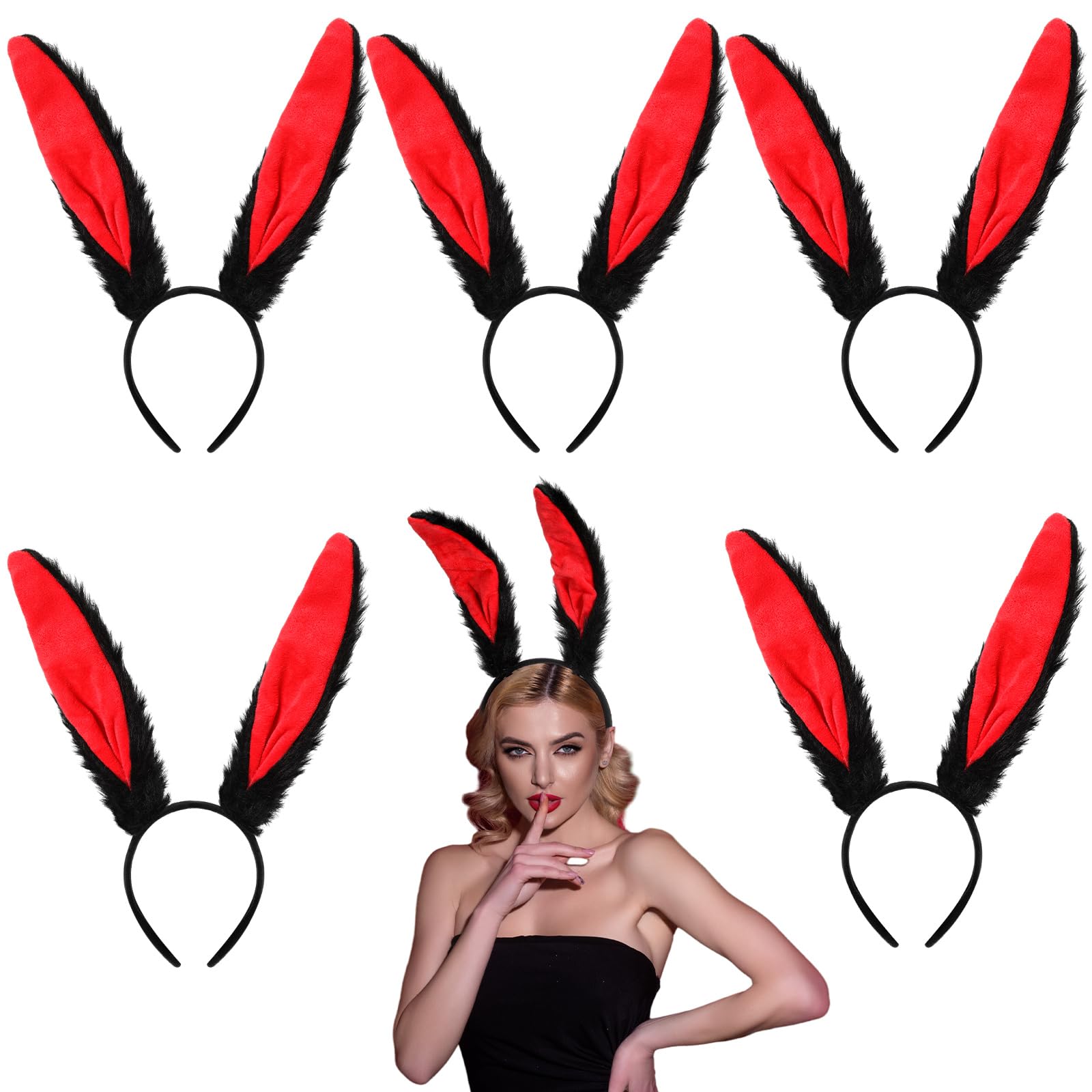 Jutom 6 Pcs Halloween Bunny Ears Headband Rabbit Ears Headband Bunny ...