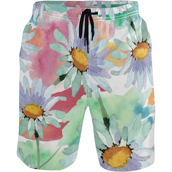Visesunny Men's Beach Short Swimsuits Exotic Tropical Hibiscus Flower ...