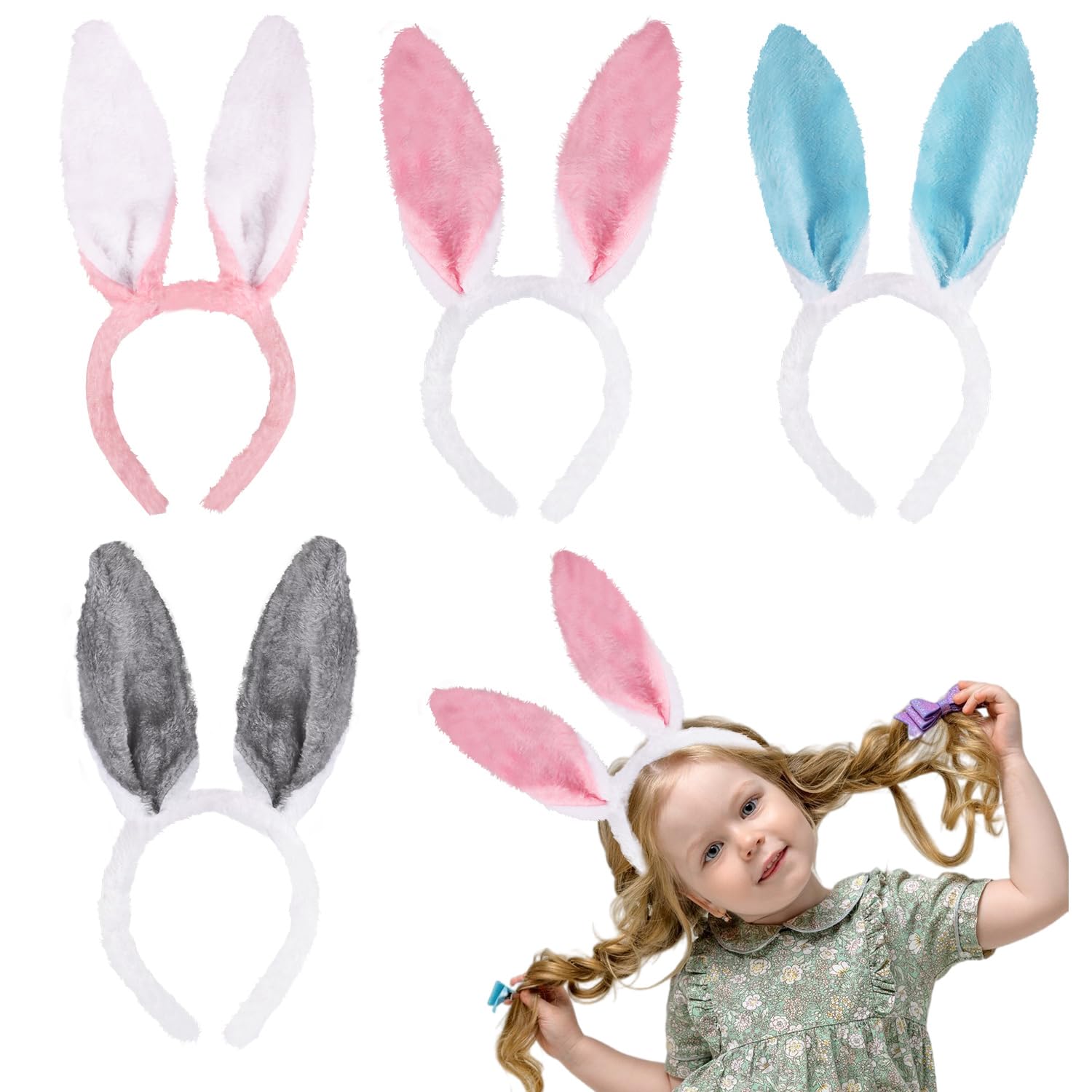 CCINEE 12pcs Easter Bunny Ears Headbands, Plush Rabbit Ear Hairbands ...