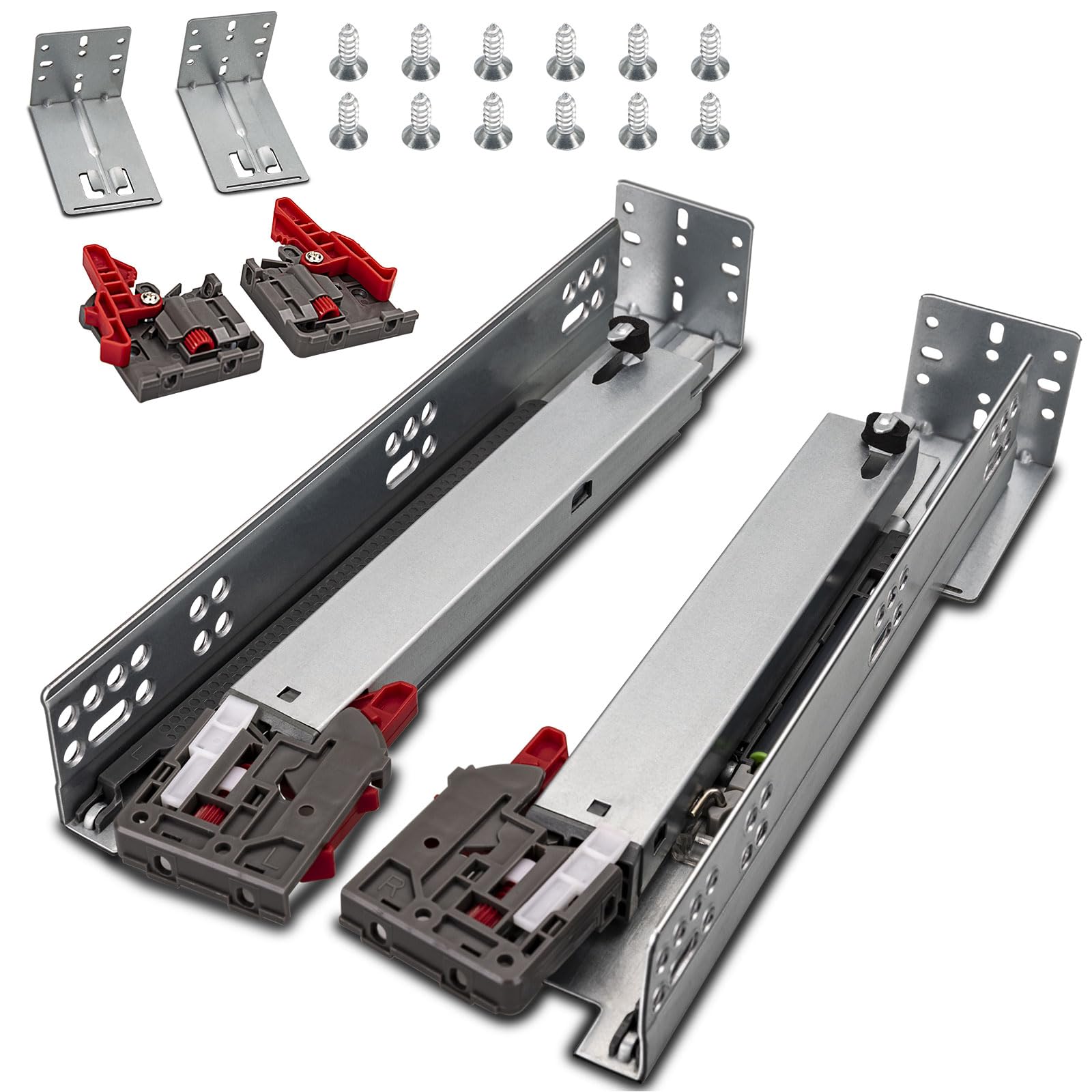 Undermount Drawer Slides 9 inch 6 Pairs HLC Undermount Soft Close ...