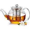Amazon.com | Long-Mouth Glass Teapot 34oz/1000ml with Removable Loose ...