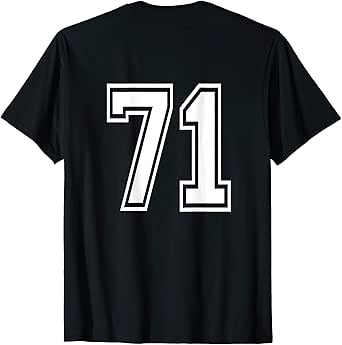 Amazon.com: Number 71 Shirt Sports Player Number BACK Of Shirt Only ...