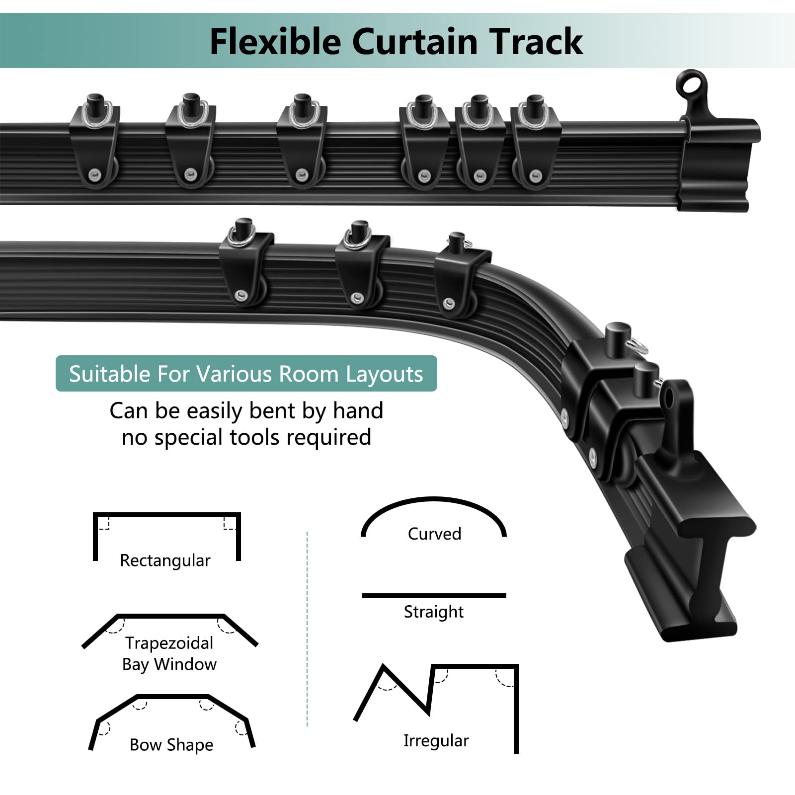 Mua Ceiling Curtain Track, Flexible Bendable Curtain Track 10 Ft Black ...