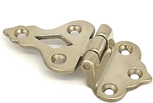 Antique Ice Box Hinge, Solid Brass 3/8" Offset Ice Box Hinge in Non Lacquered Brass ...