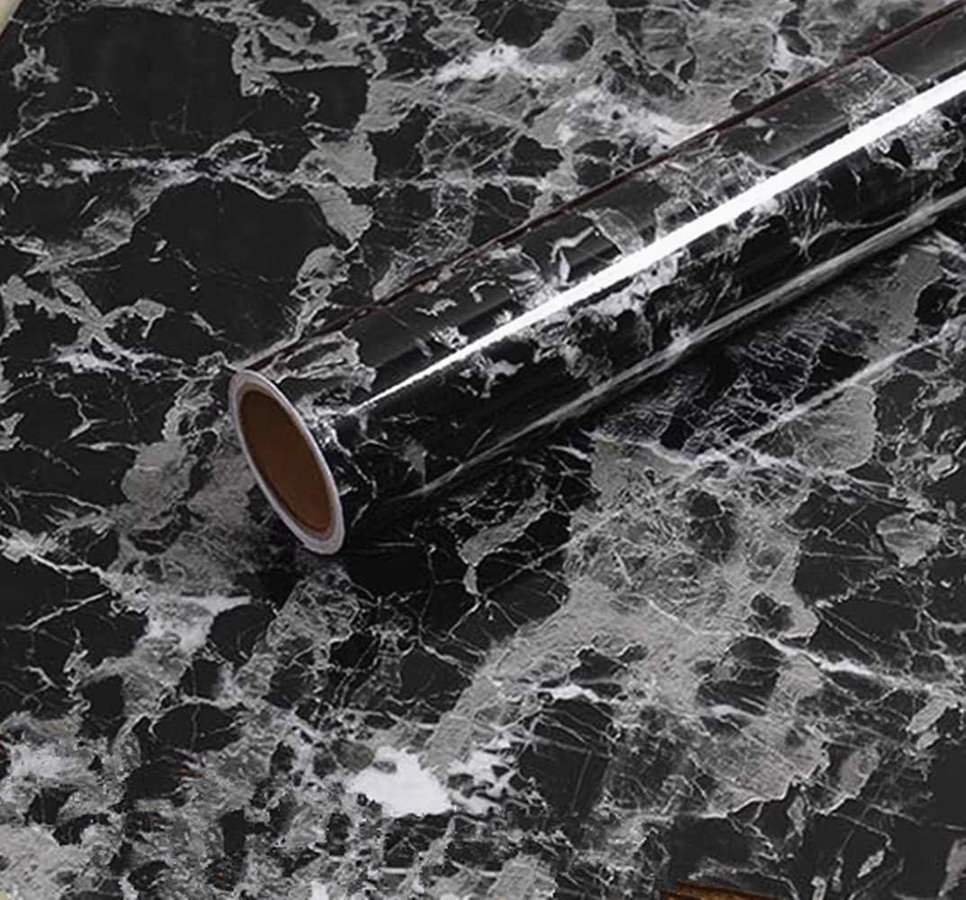 40cm X 200cm Elegant Black Marble Adhesive Paper Granite Vinyl Peel ...