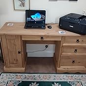 Corona Computer Desk in Distressed Waxed Pine: Amazon.co.uk: Kitchen & Home