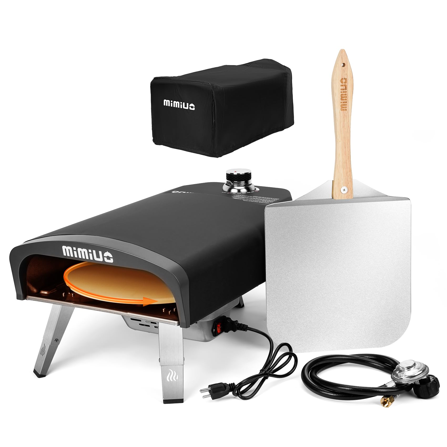 Mimiuo Outdoor Gas Pizza Oven with Automatic Rotating Pizza Stone - 14 ...