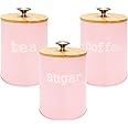 Amazon.com: 3PCS Pink Kitchen Canister Set 6.1" x 3.7" Matte Condiment ...