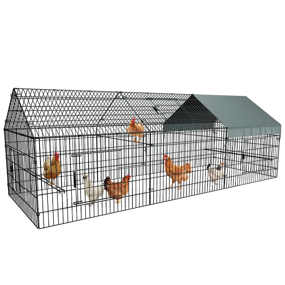 PawGiant Chicken Coop Chicken Run Pen for Yard with Cover 130"×40"×40 ...