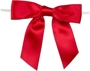 Amazon.com: 7Rainbows 30pcs Boutique 3.5" Red Satin Ribbon Twist Tie ...