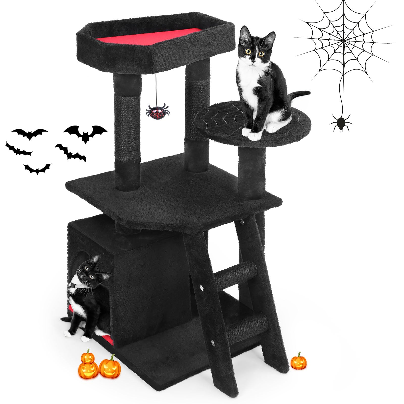 MOOACE Gothic Cat Tree with Coffin Beds, 32.6"Cat Tower Climbing for ...