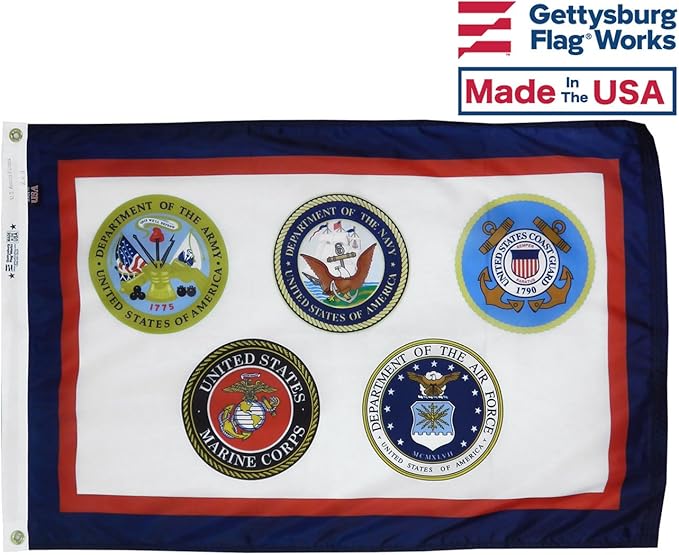 Amazon.com : US Armed Forces Flag 3x5 All Military Branches Nylon Made in the USA : Garden & Outdoor
