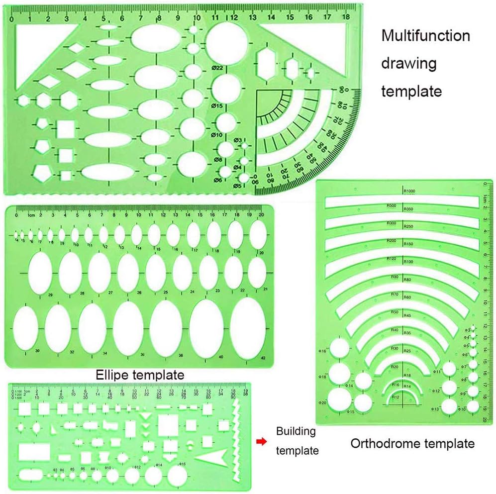 SUNSHINETEK 10 Pieces Geometric Drawings Templates Plastic Draft Rulers ...