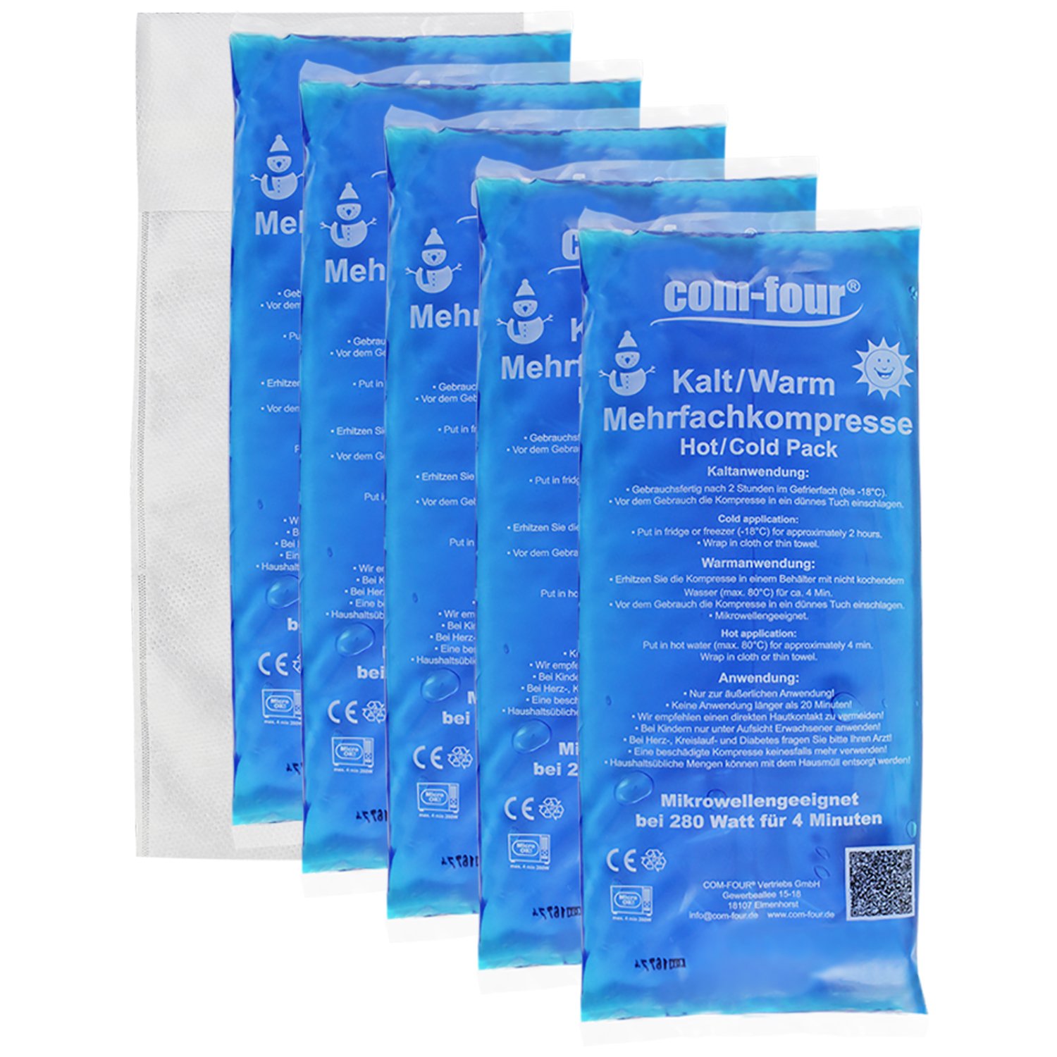 com-four® 5x Large multiple compress with fleece cover, cold and warm ...