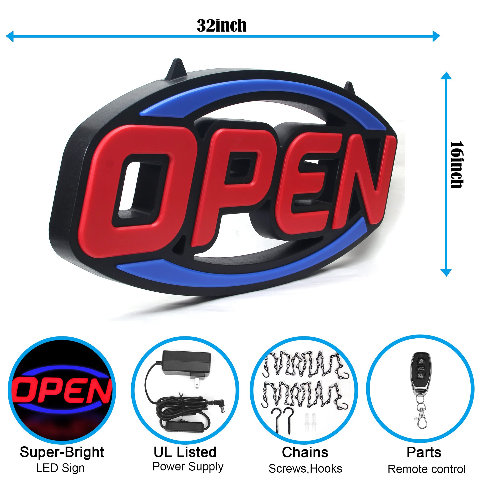 Mua 32" X 16" Open Sign - Ultra Bright Extra Jumbo LED Neon Large Open ...