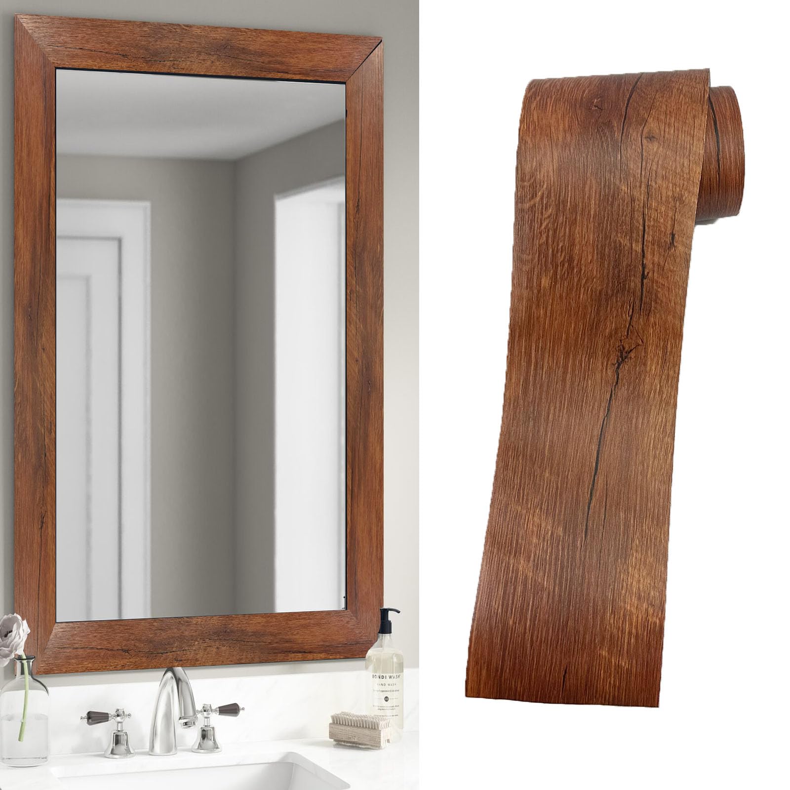 DESOMINOR 32.8Ft Black Border Peel &Stick Wood Grain Wallpaper Border ...