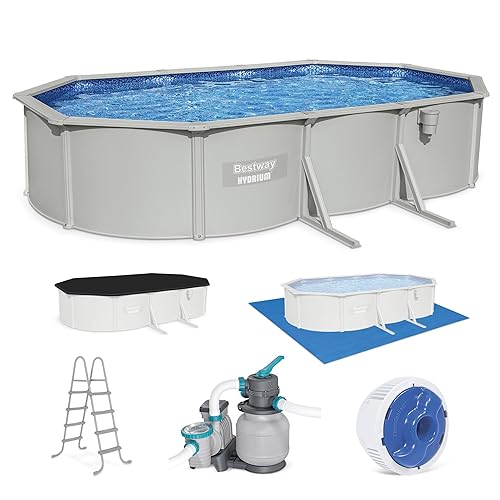 Bestway Hydrium Galvanized Steel Wall Above Ground Pool Set 20' x 12' x ...