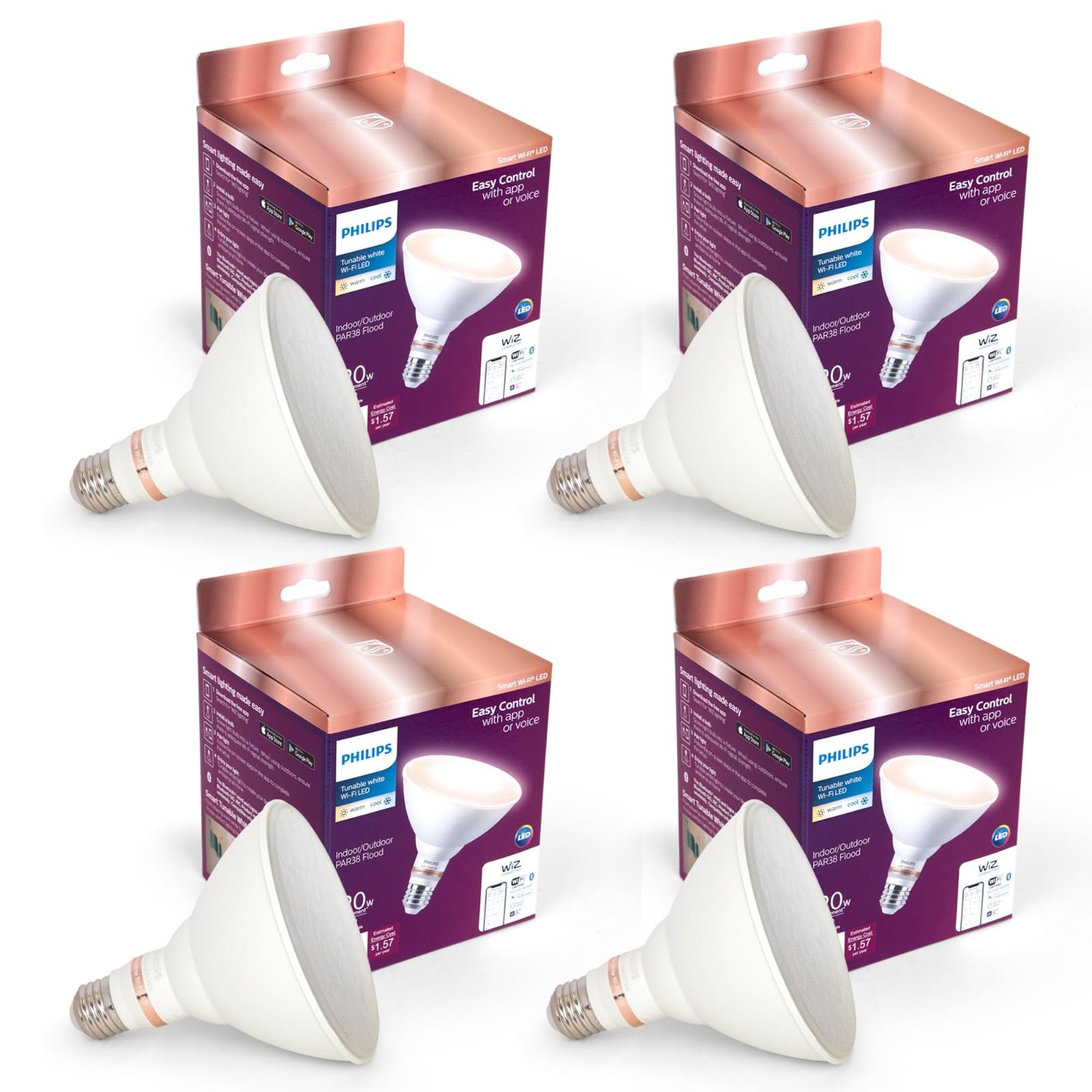 Philips 120-Watt Equivalent PAR38 LED Smart Wi-Fi Tunable White Light ...